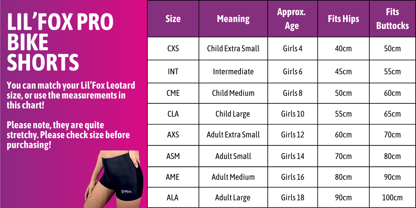 Lil'Fox Leotards for gymnastics bike shorts pro