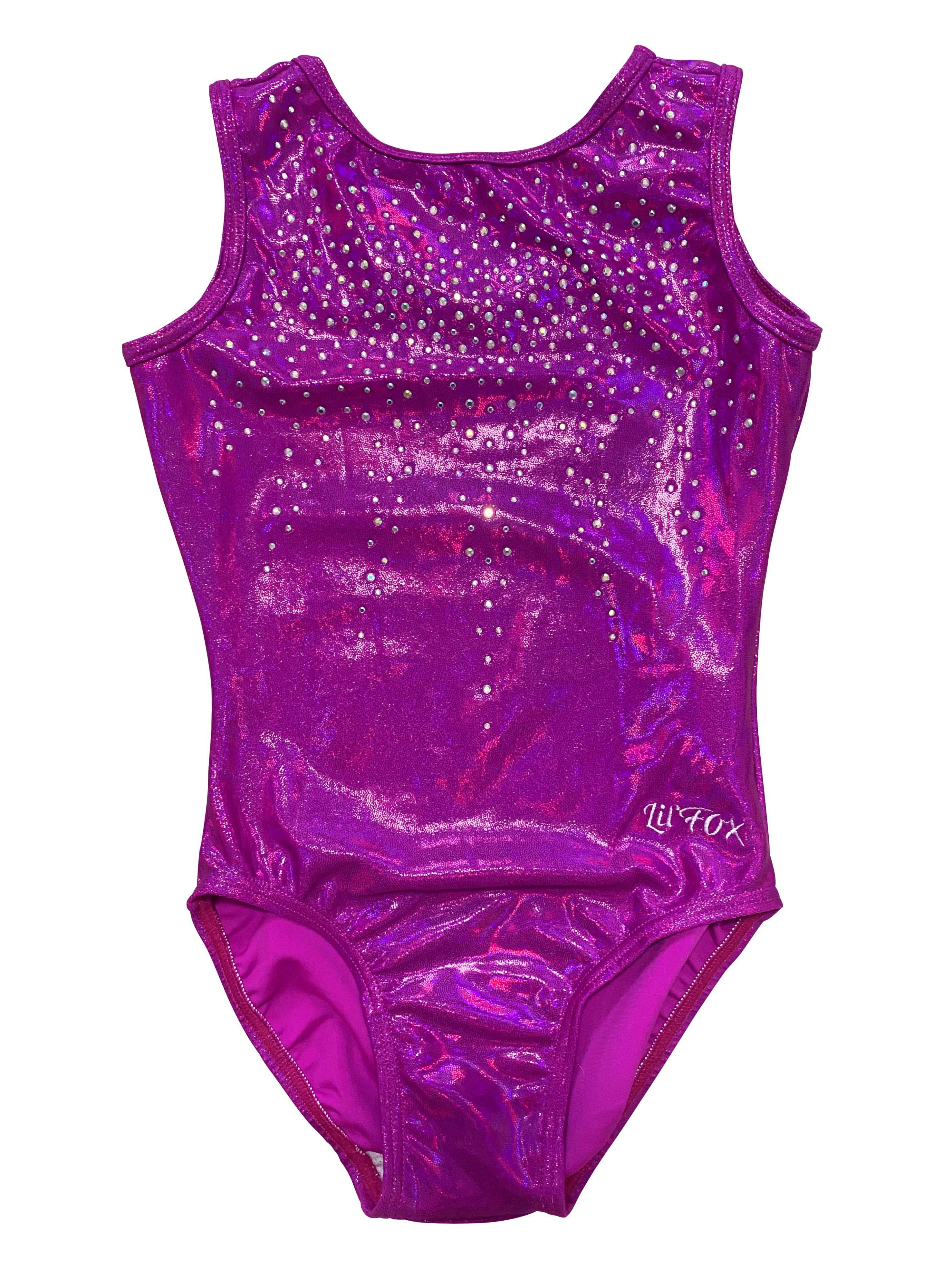 LIL'FOX Gymnastics Leotard For Girls - Shiny Foil Shimmer - Kids ...