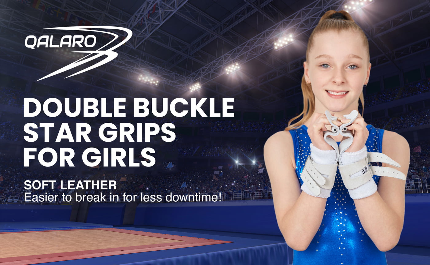 Qalaro Double Buckle Grips for Girls Gymnastics