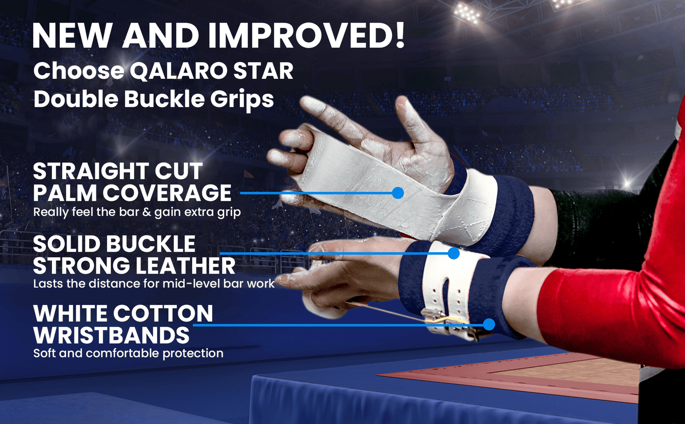 Qalaro Double Buckle Grips for Girls Gymnastics